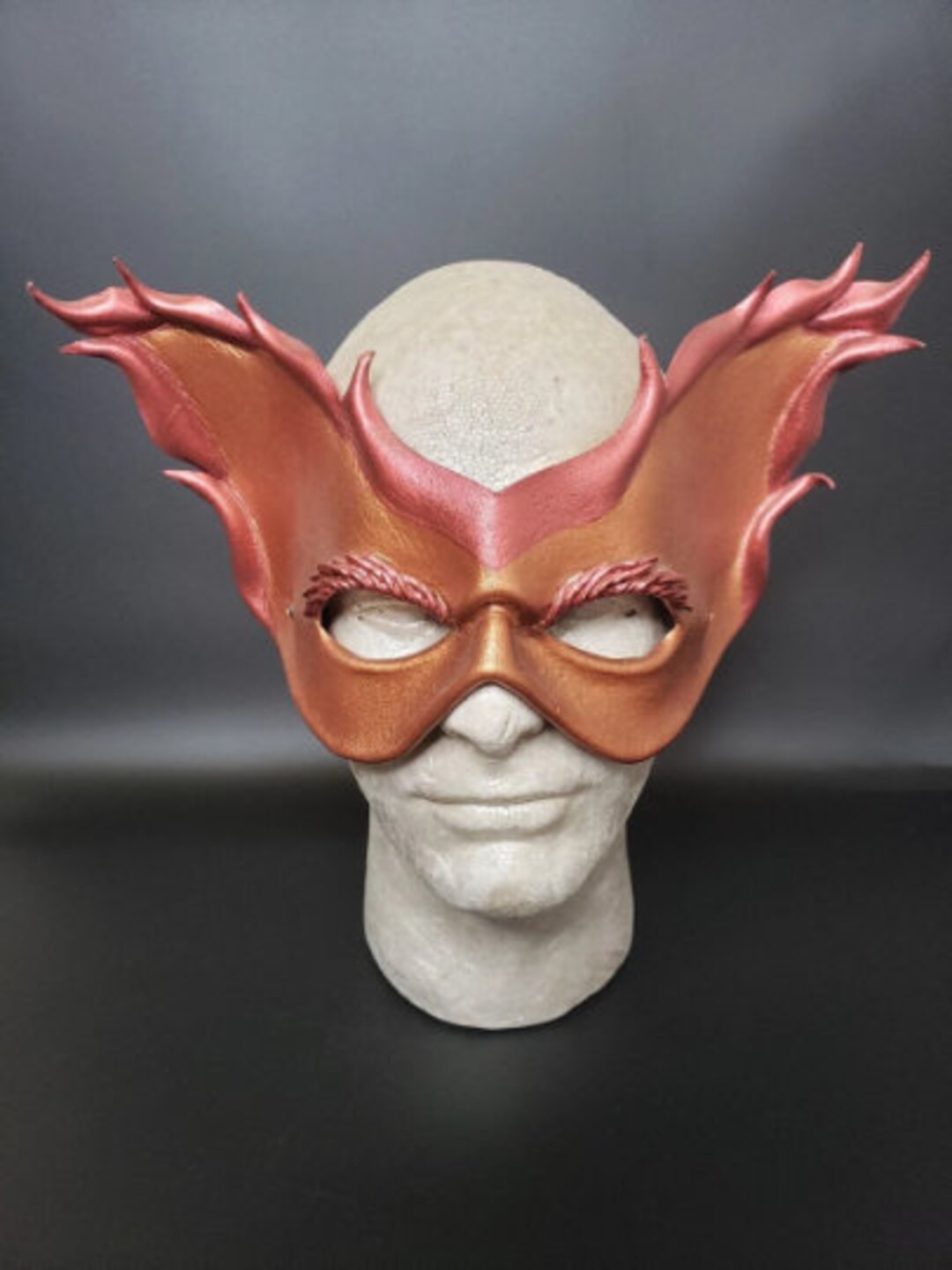 Flaming Bird Leather Mask | Handmade Wings Orange Yellow Red ...