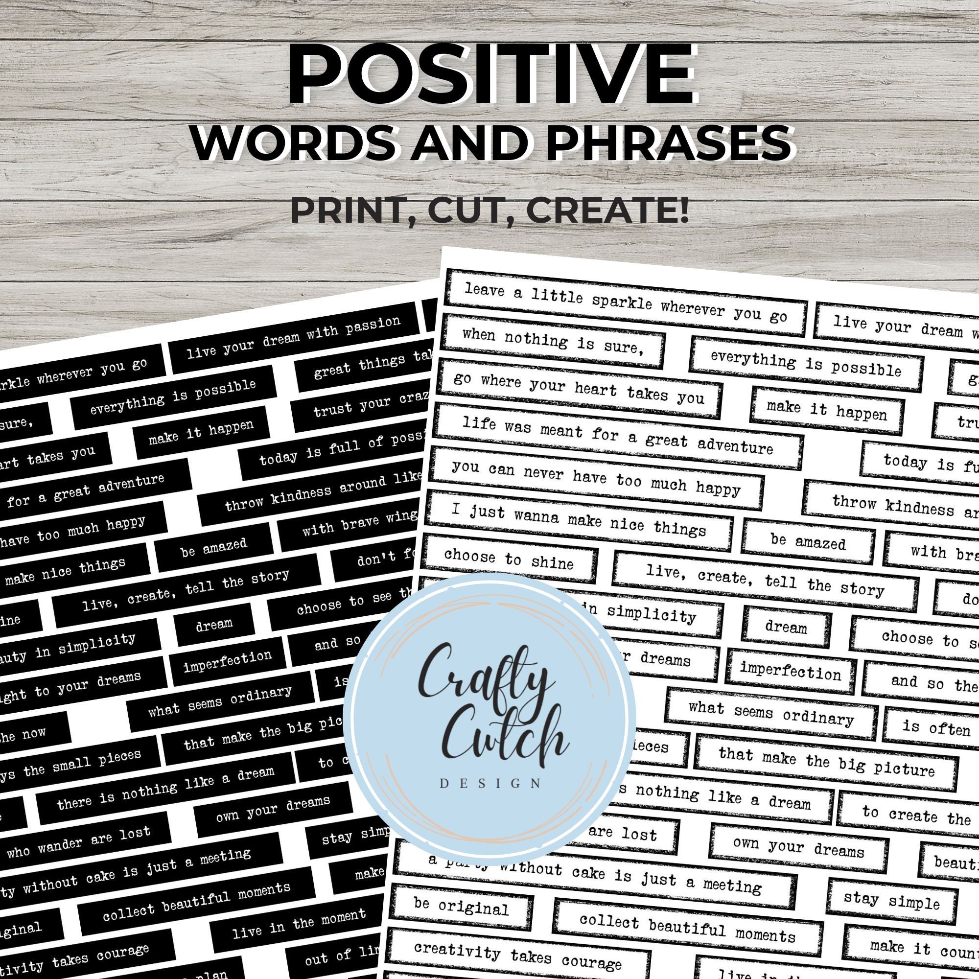 Positive Journal Words and Phrases, Printable Words for Scrapbooking ...