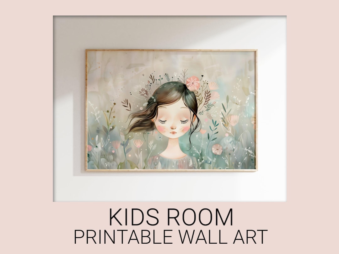 Sweet Girl Whimsical Kids Room Wall Art Printable Unique Design in ...