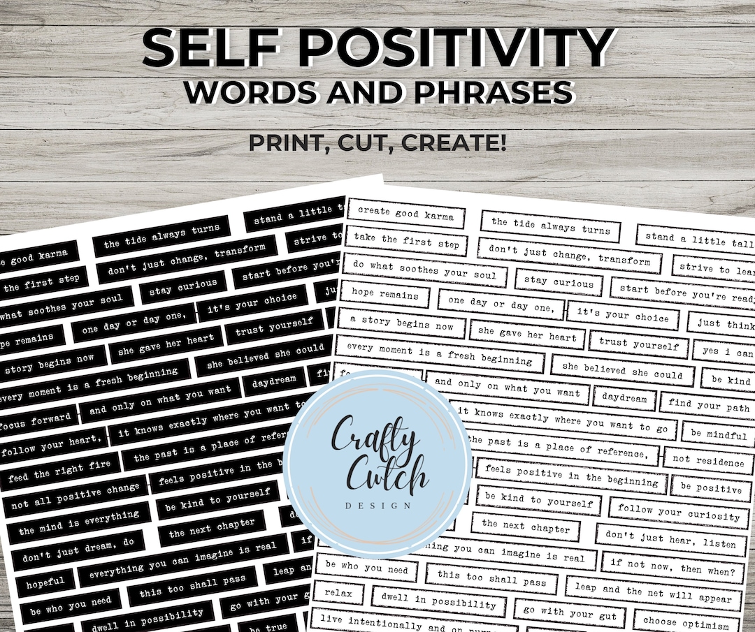 Self Positivity Journal Words and Phrases, Printable Words for ...