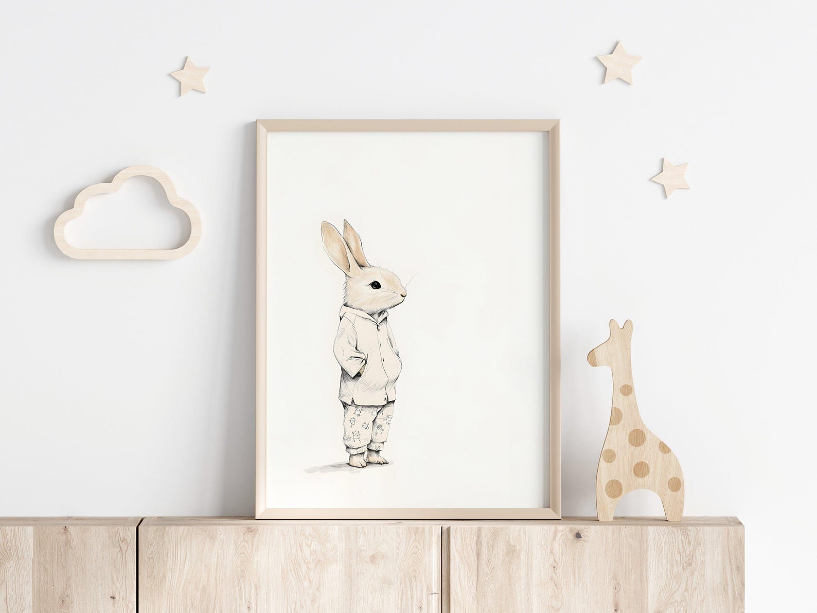 Bunny Kids Room Wall Art Printable Unique Design in Multiple Sizes - Etsy