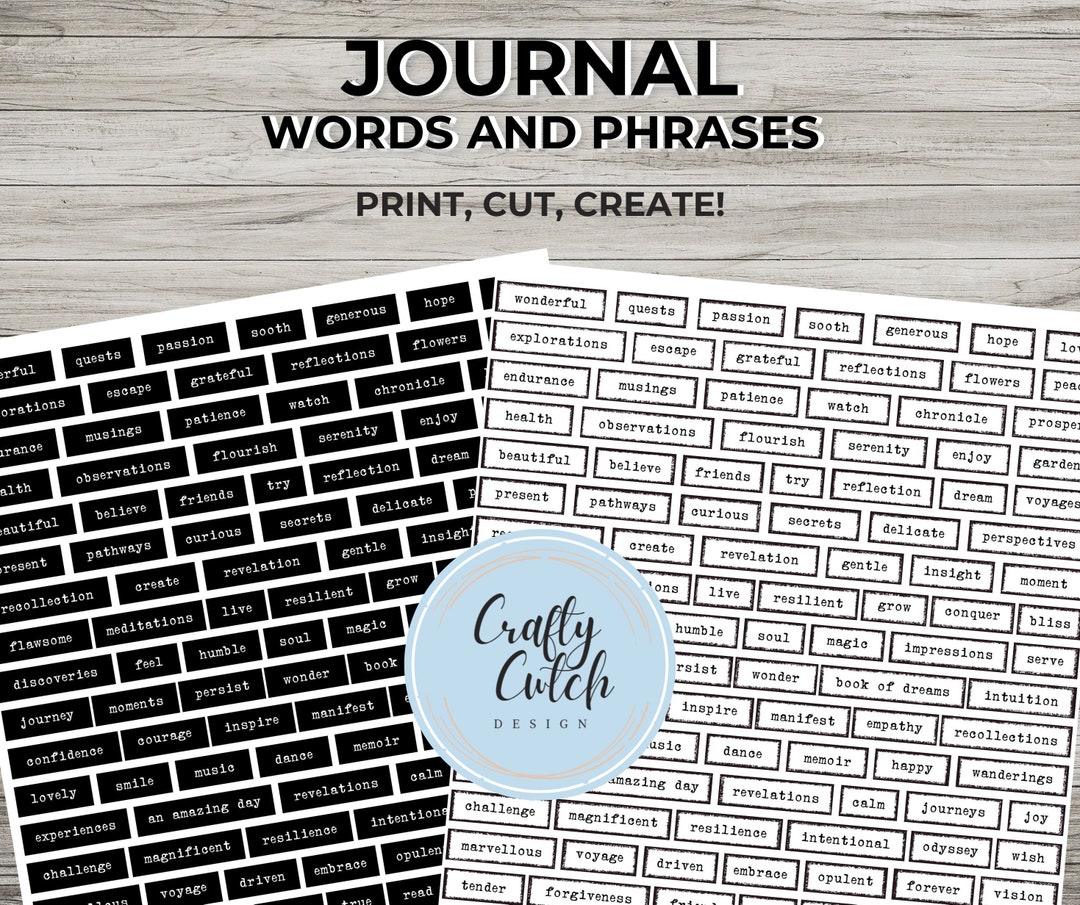 Journal Words and Phrases, Printable Words for Scrapbooking, Art ...