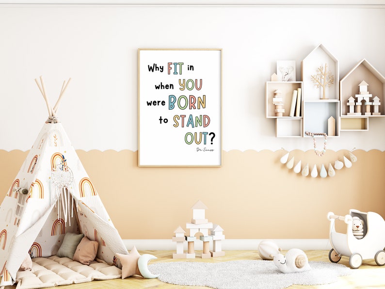 Dr Seuss - "why Fit In" - Book Quote, Rainbow Colours - Perfect for ...
