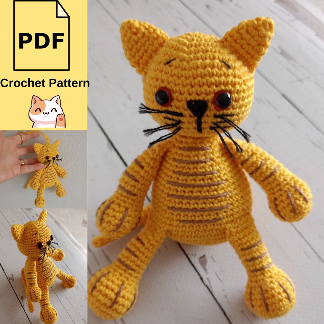 Cute Cat PDF Pattern Crochet Cat Keychain Pattern Knitted - Etsy