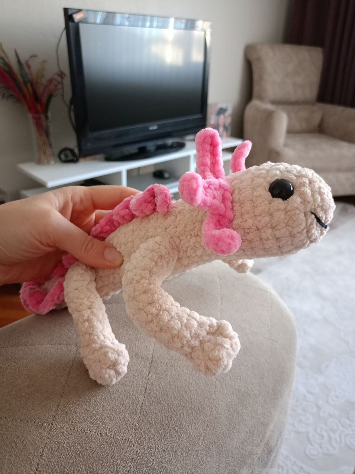 Crochet Axolotl, Amigurumi Axolotl , Crochet Axolotl Plush Toy, Cute ...