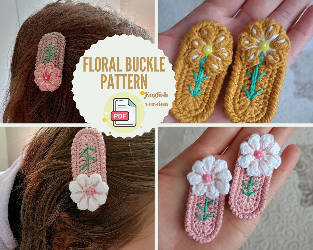Flower Hair Clips Pattern, Knitted Hair Clips PDF Pattern, Crochet Hair ...