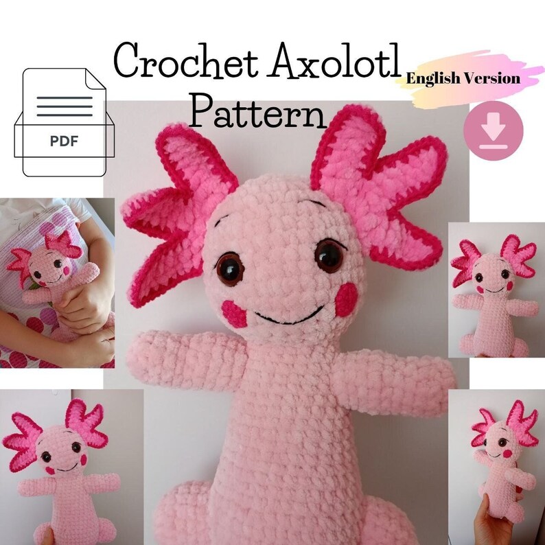 Velvet Axolotl Crochet Pattern, Axolotl Plush Crochet Pattern, Crochet ...