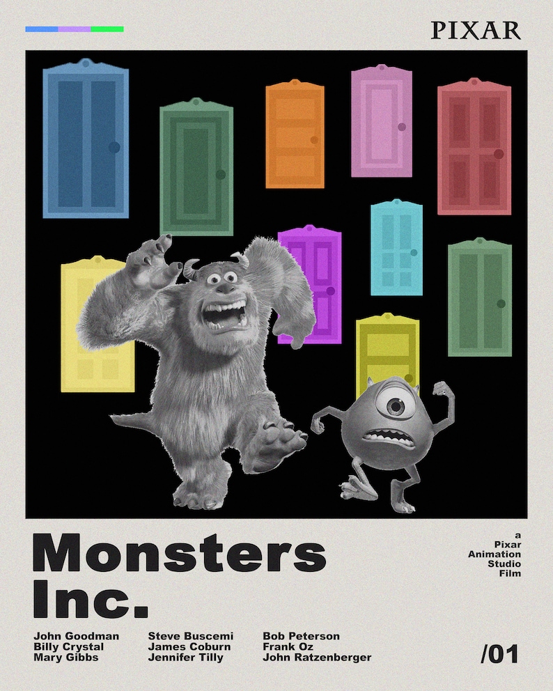 Disney Pixar Monsters Inc. Movie Poster Wall Art Print - Etsy