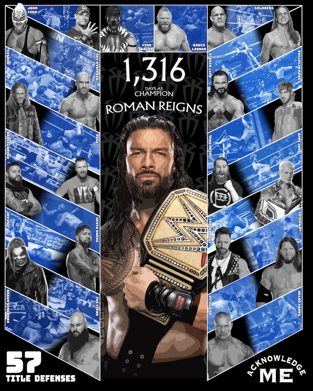 WWE Roman Reigns Poster Print Wall Art - Etsy