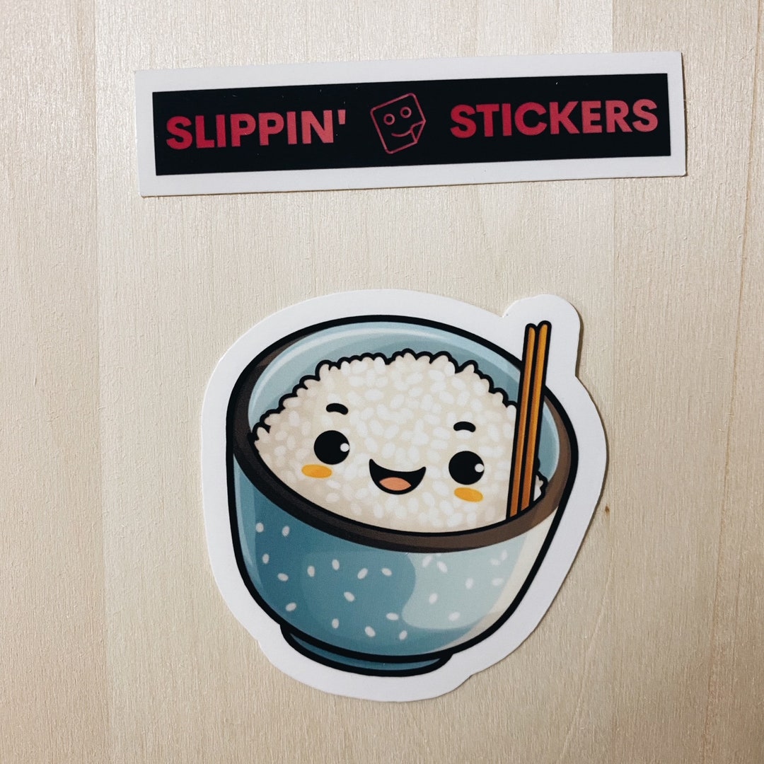 Cute Rice Sticker, Laptop Sticker, Water Bottle Sticker, Notebook ...