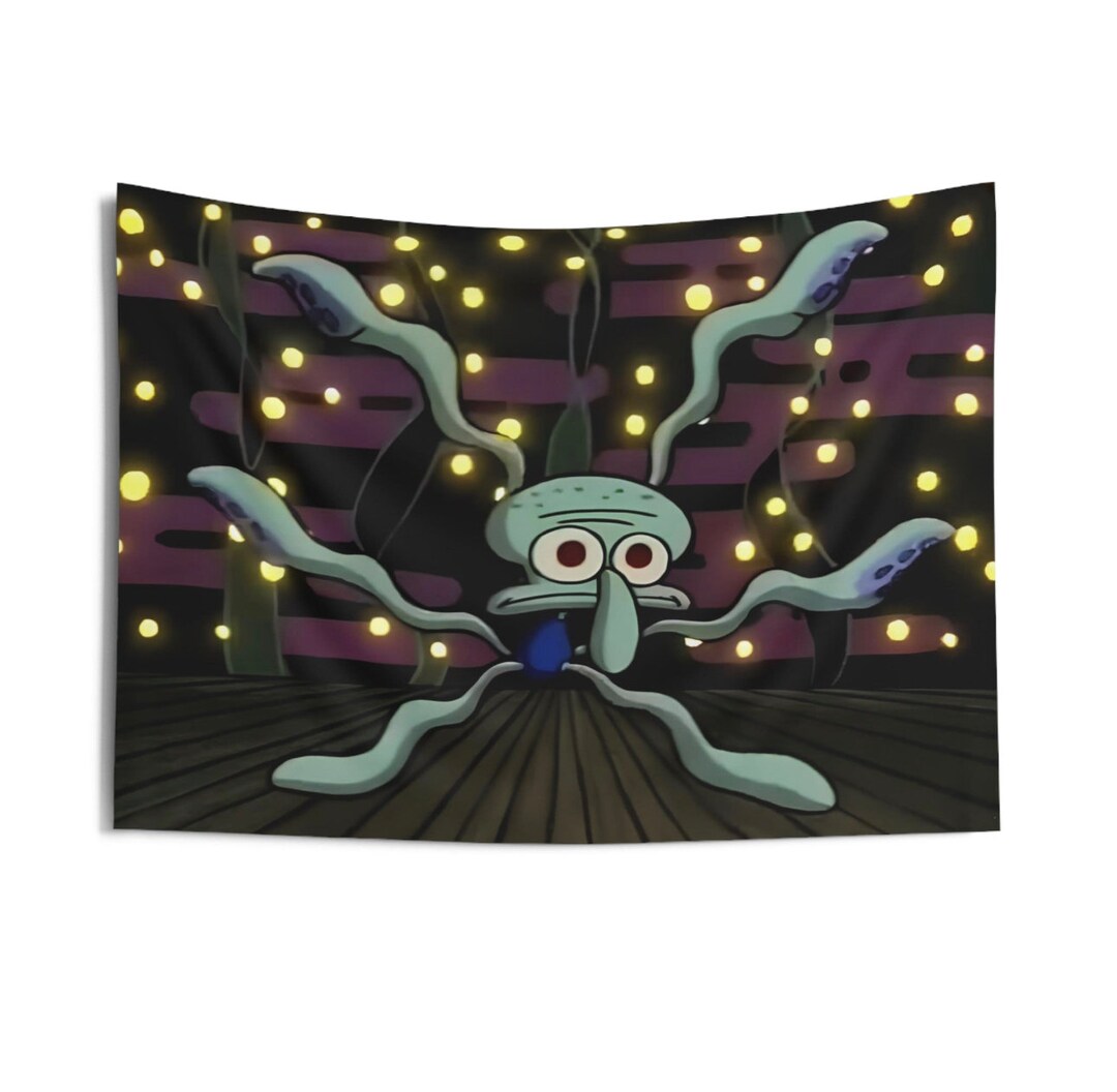 Painted Trippy Squidward Tapestry Funny Spongebob Wall Art - Etsy