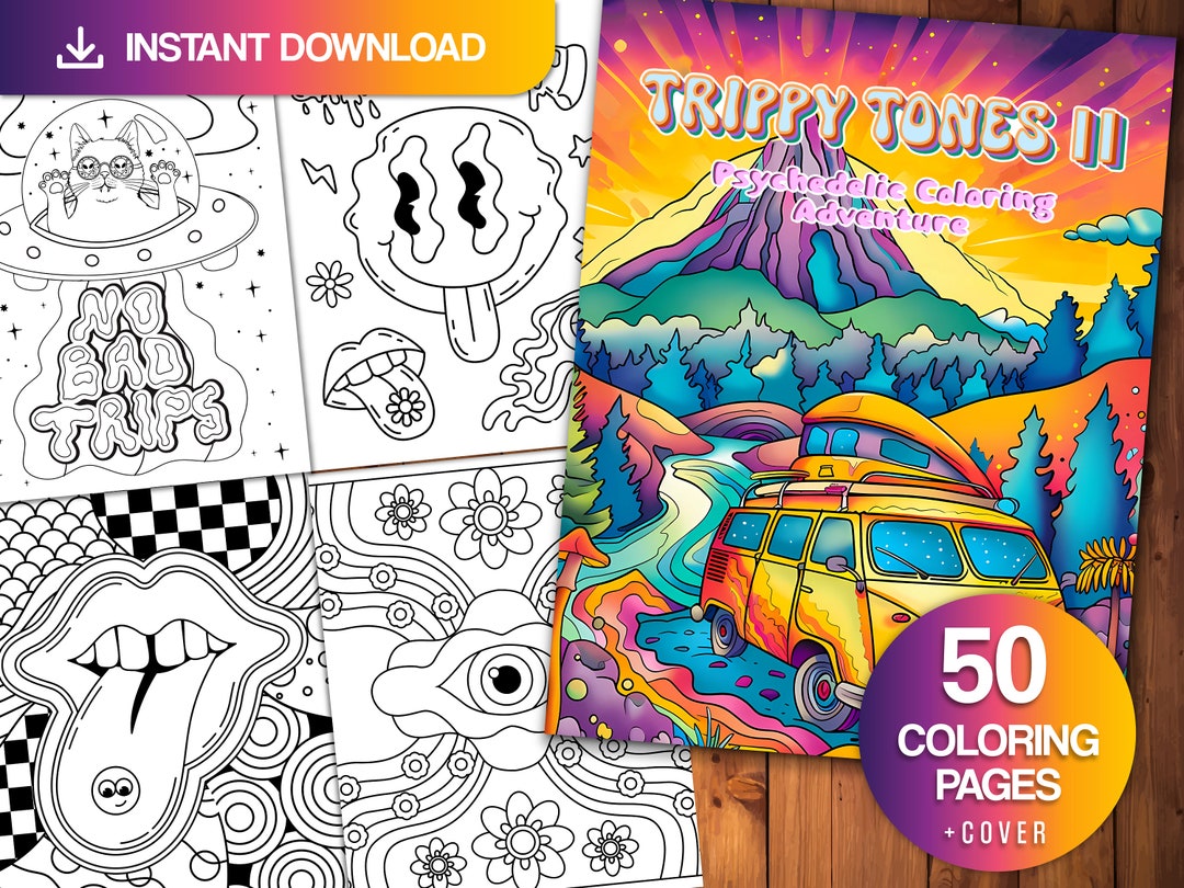 Trippy Tones 2 Coloring Book: Psychedelic Art, Stoner Designs (digital ...