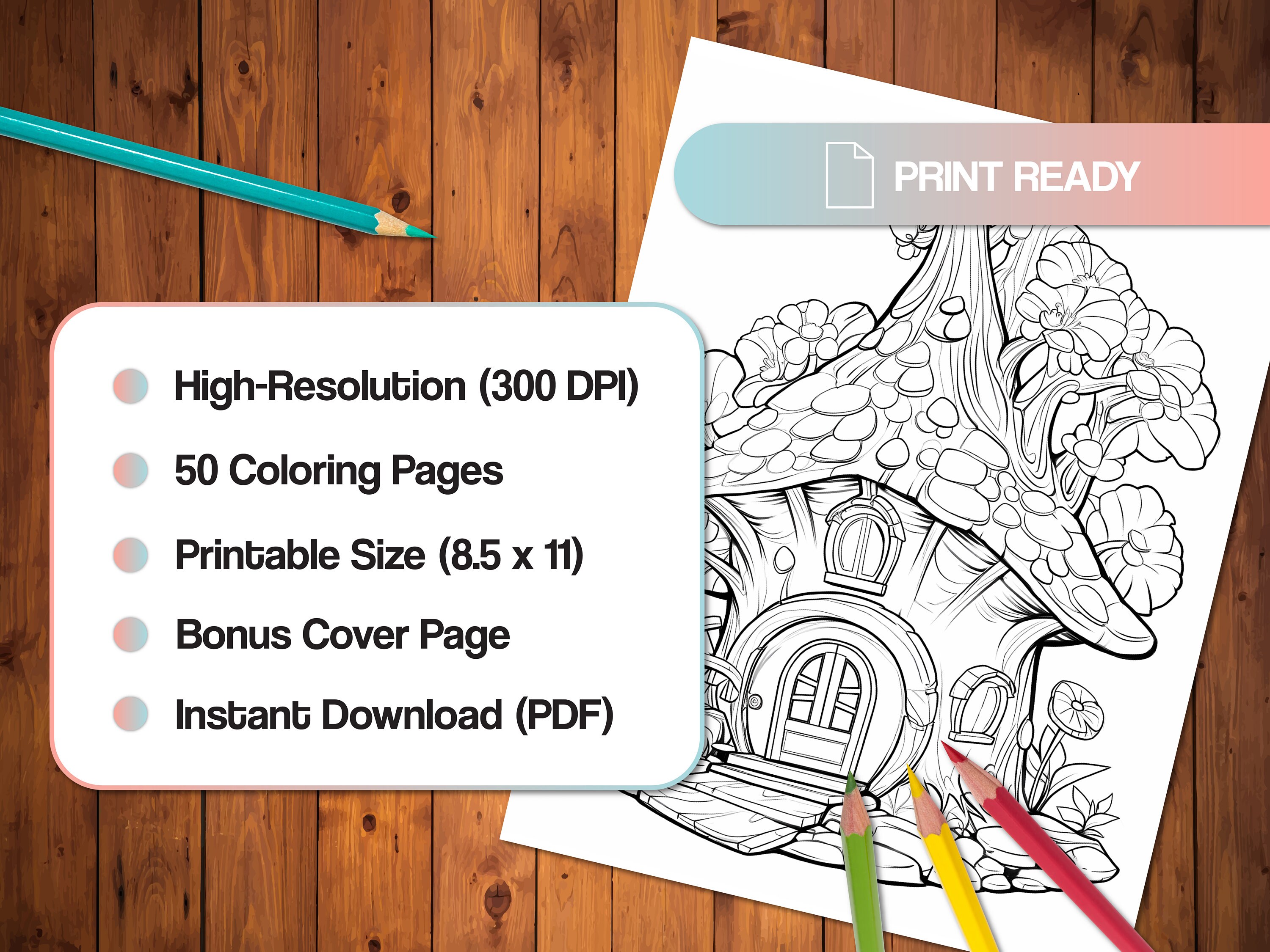 Enchanted Dwellings: Digital Coloring Book Fairy Homes, Mushroom ...