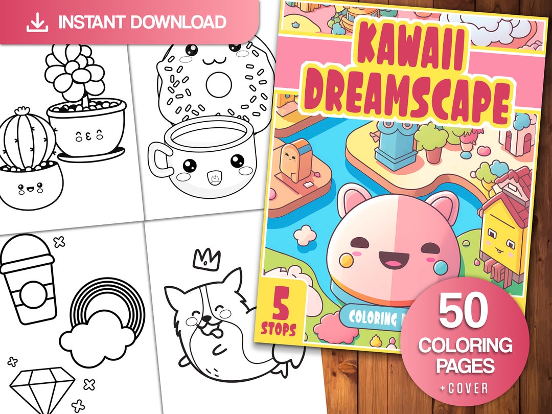 Kawaii Dreamscape Adorable Coloring Book for Kawaii Adventure, Chibi ...