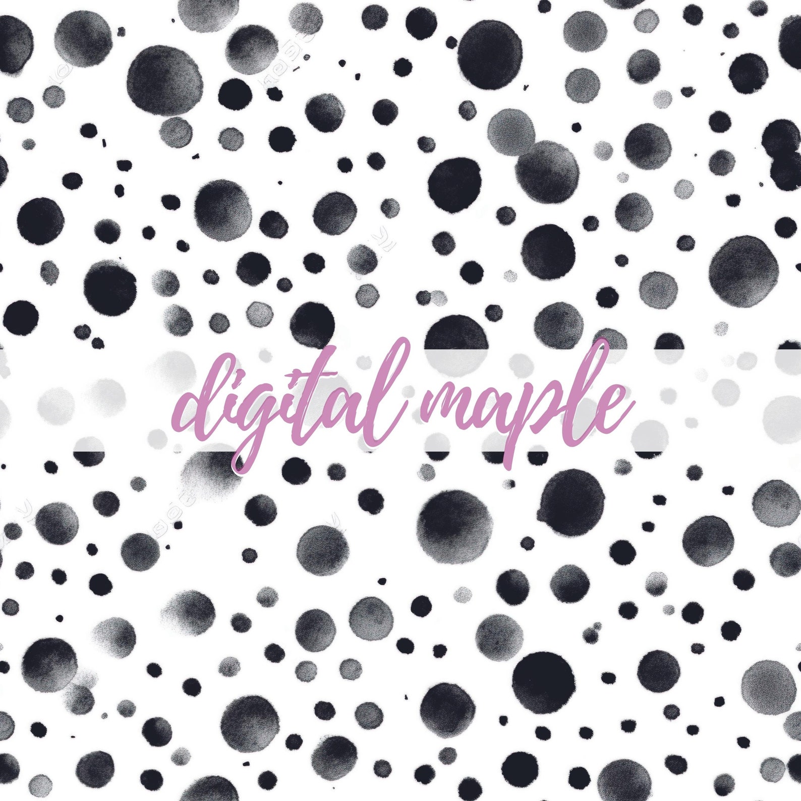 Black Watercolor Polka Dots Seamless Pattern, Seamless File, Repeat ...