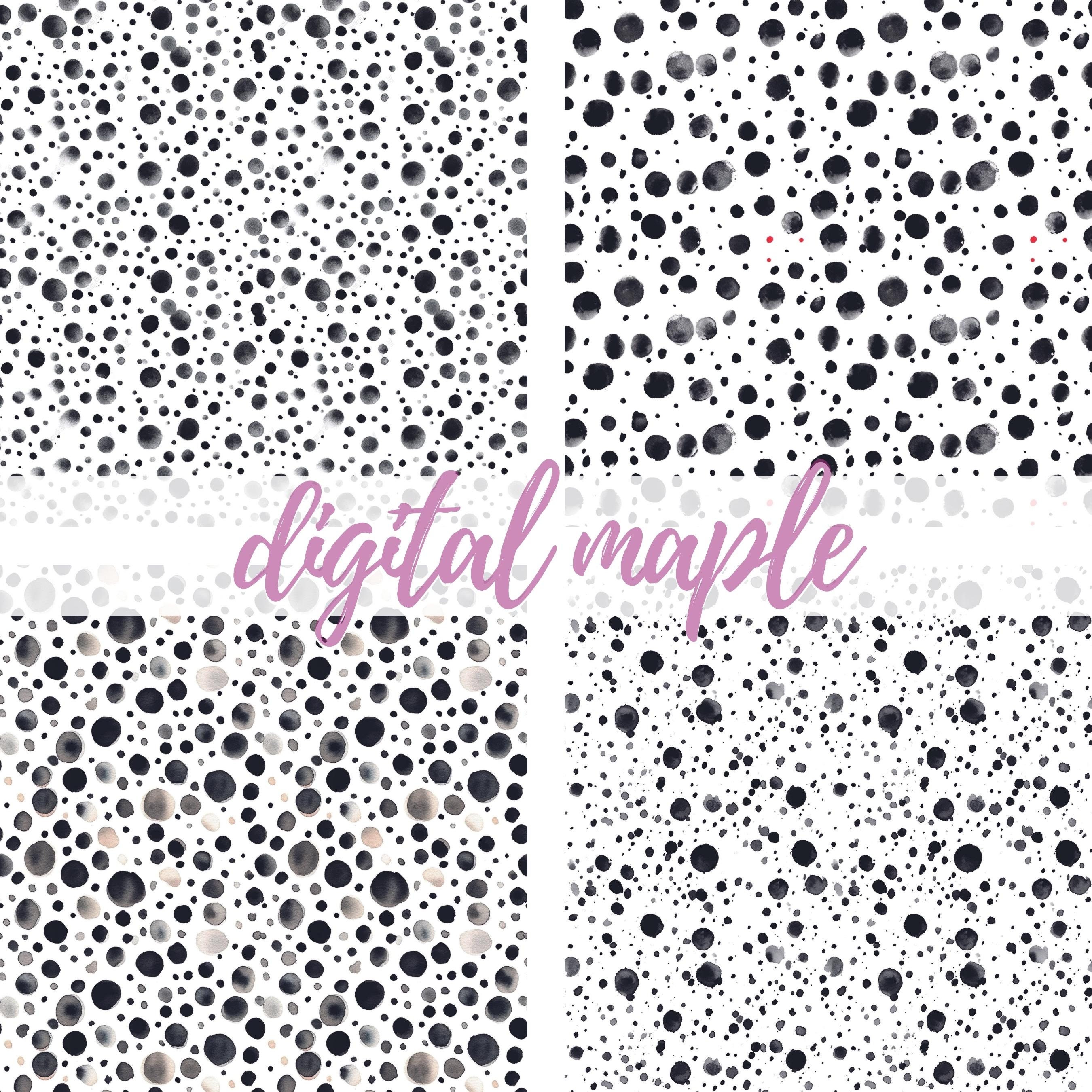 Black Watercolor Polka Dots Seamless Pattern, Seamless File, Repeat ...