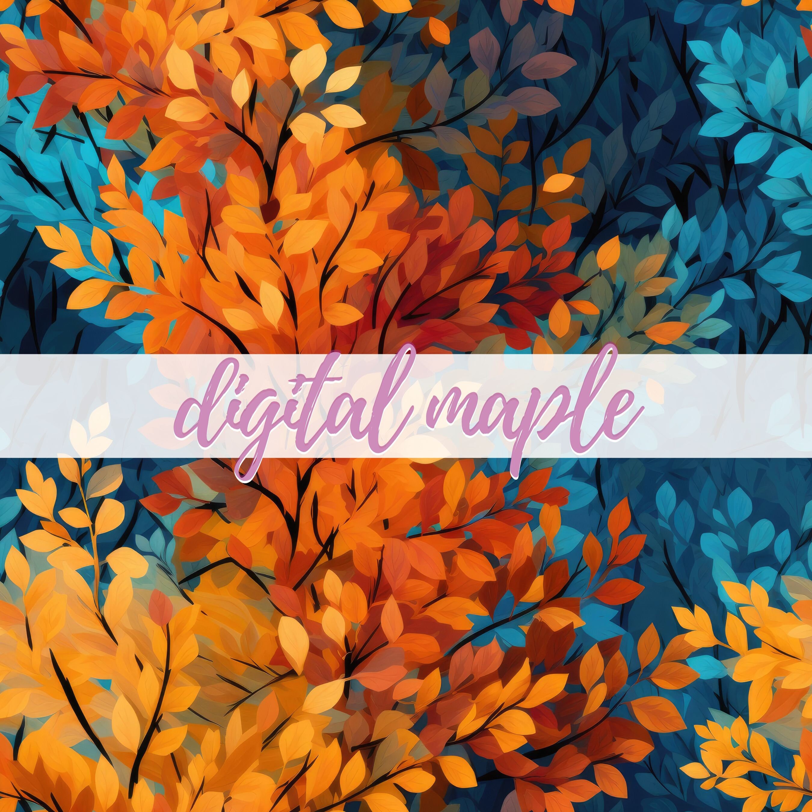 Fall Leaves Digital Paper Pack High Res Designs, Impressionist Style ...