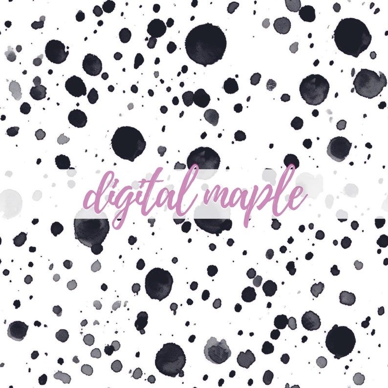 Black Watercolor Polka Dots Seamless Pattern, Seamless File, Repeat ...
