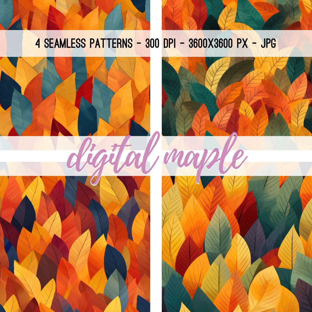 Fall Leaves Digital Paper Pack High Resolution Designs for Personal and ...