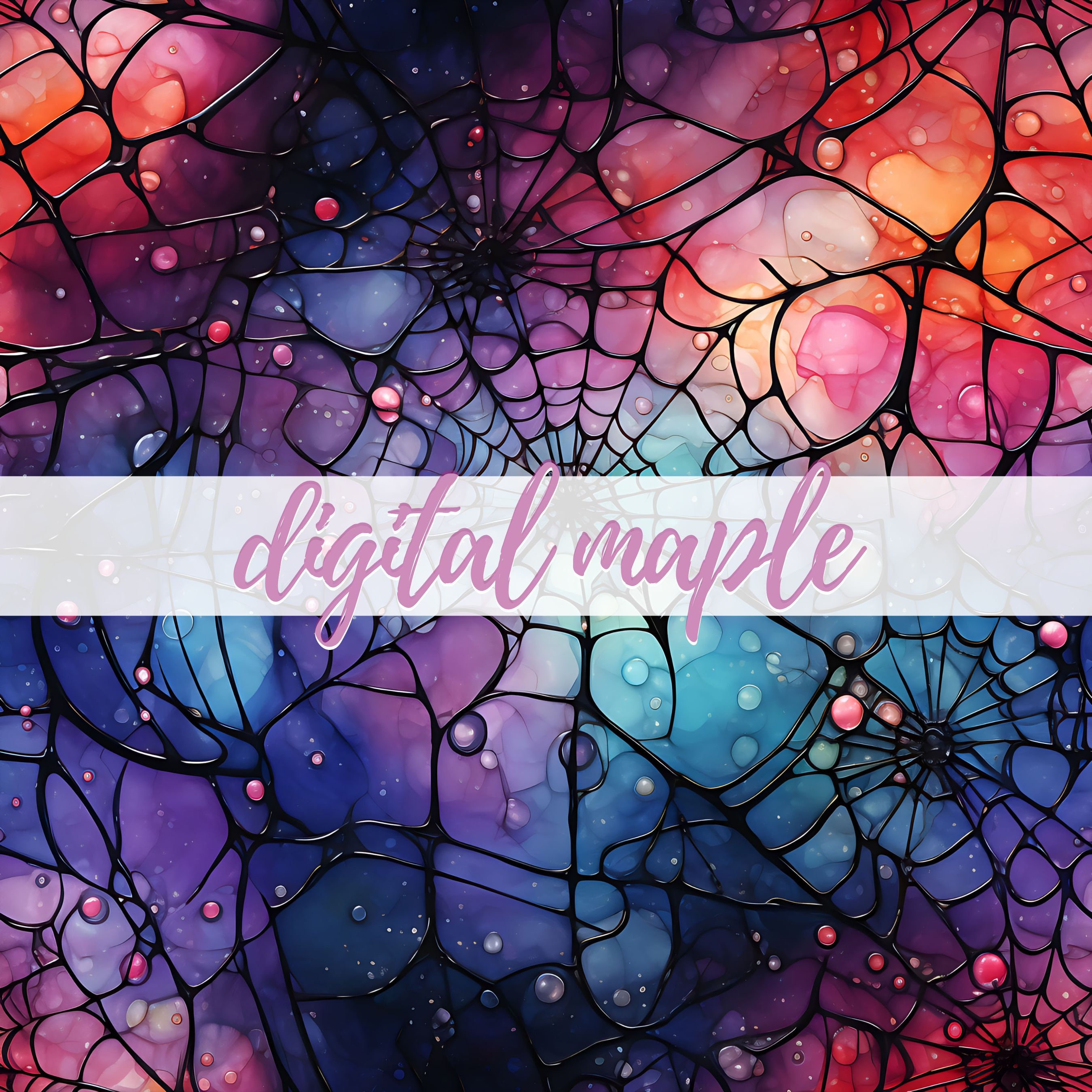 Crystal Spider Seamless Pattern, Aesthetic Spiderweb Digital File ...