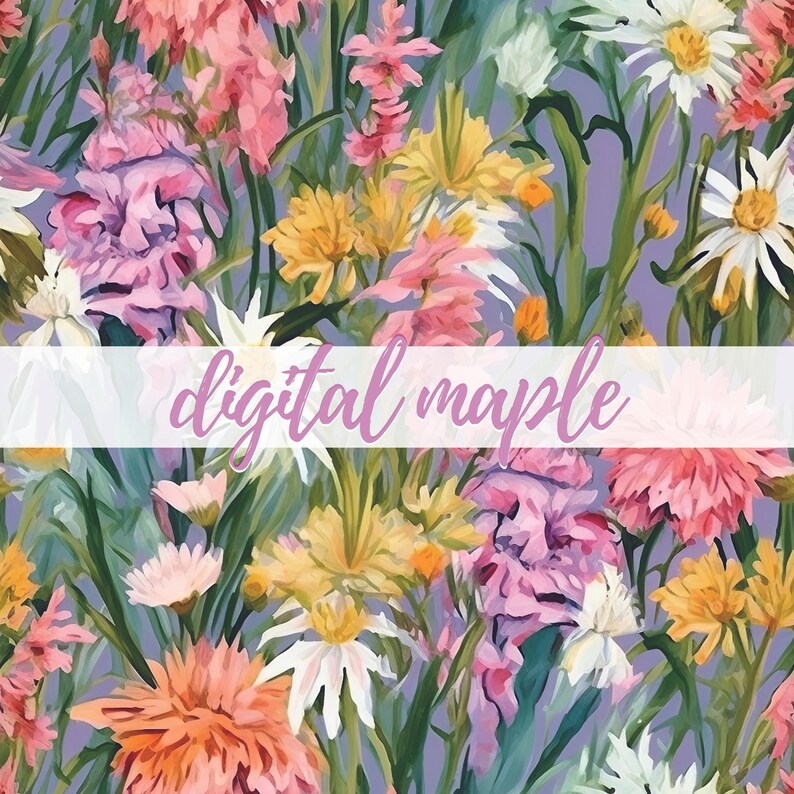 Painted Flowers Seamless Pattern, Impressionism Seamless File, Repeat ...