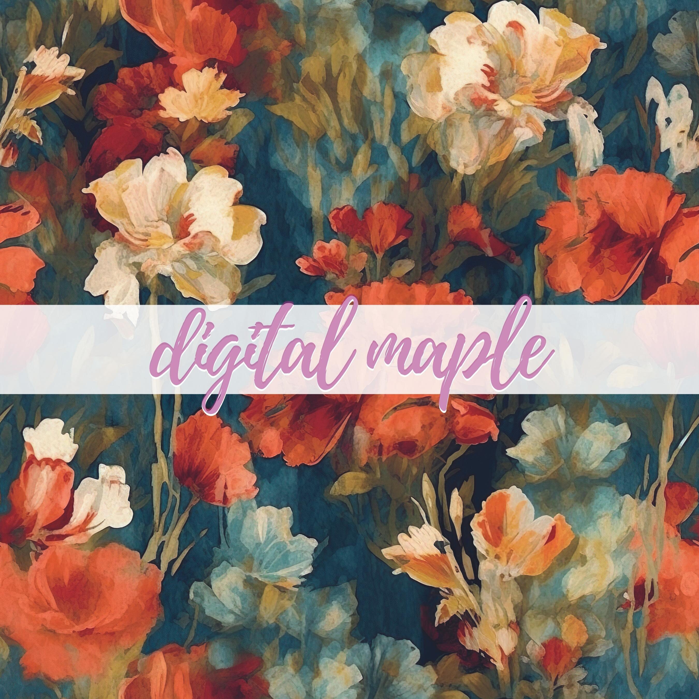 Painted Flowers Seamless Pattern, Impressionism Seamless File, Repeat ...