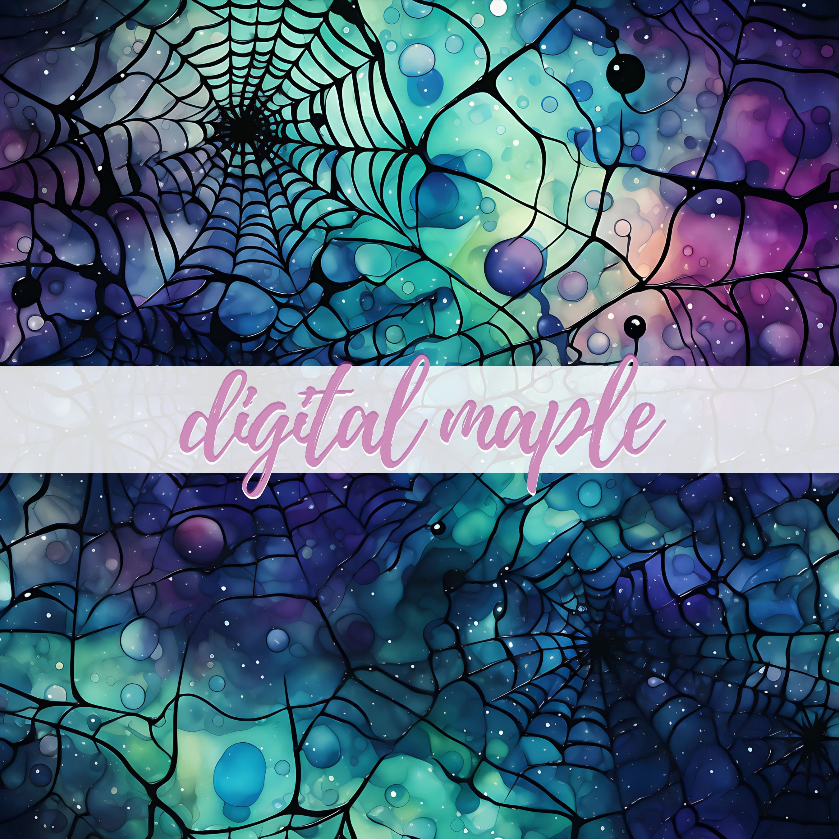 Crystal Spider Seamless Pattern, Aesthetic Spiderweb Digital File ...