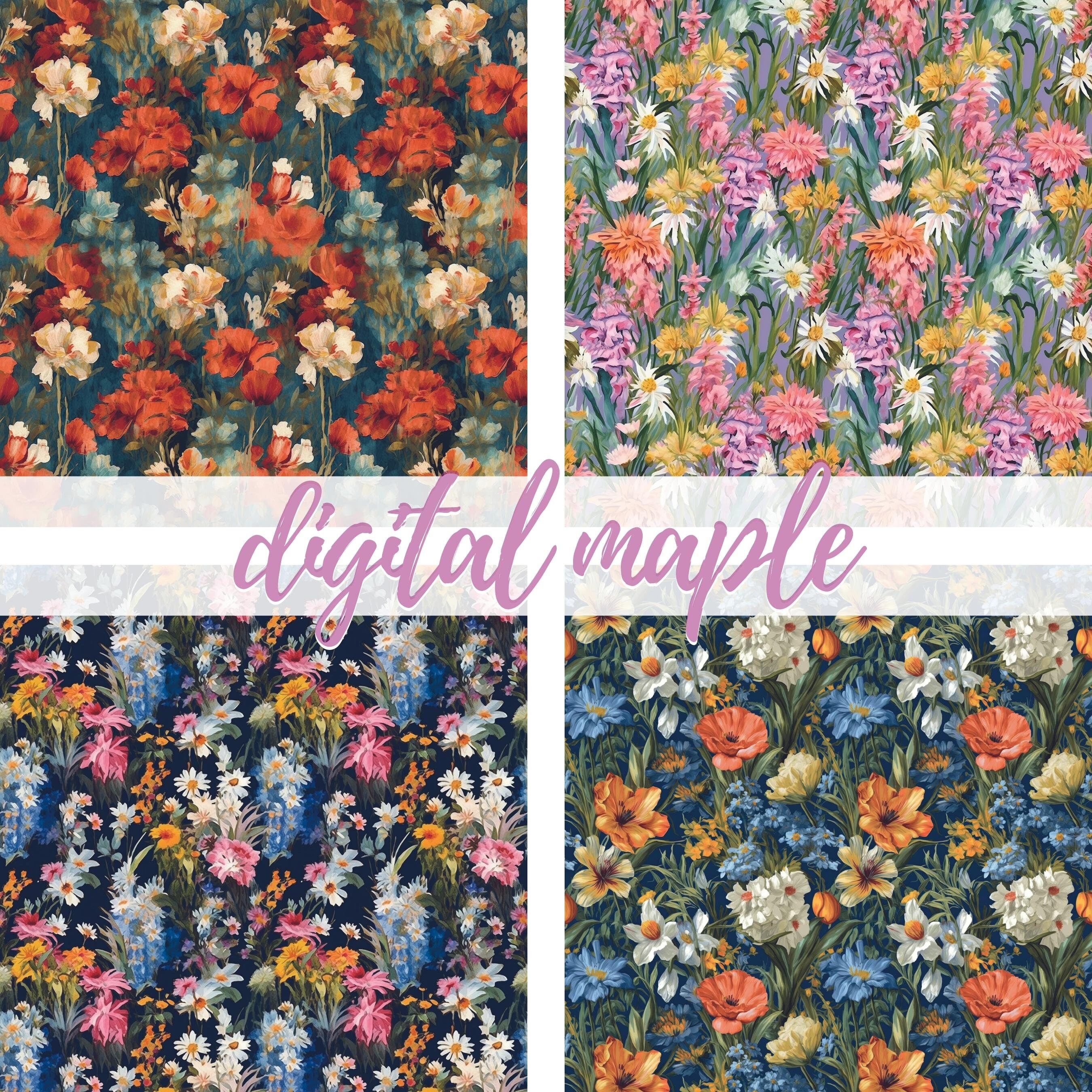 Painted Flowers Seamless Pattern, Impressionism Seamless File, Repeat ...