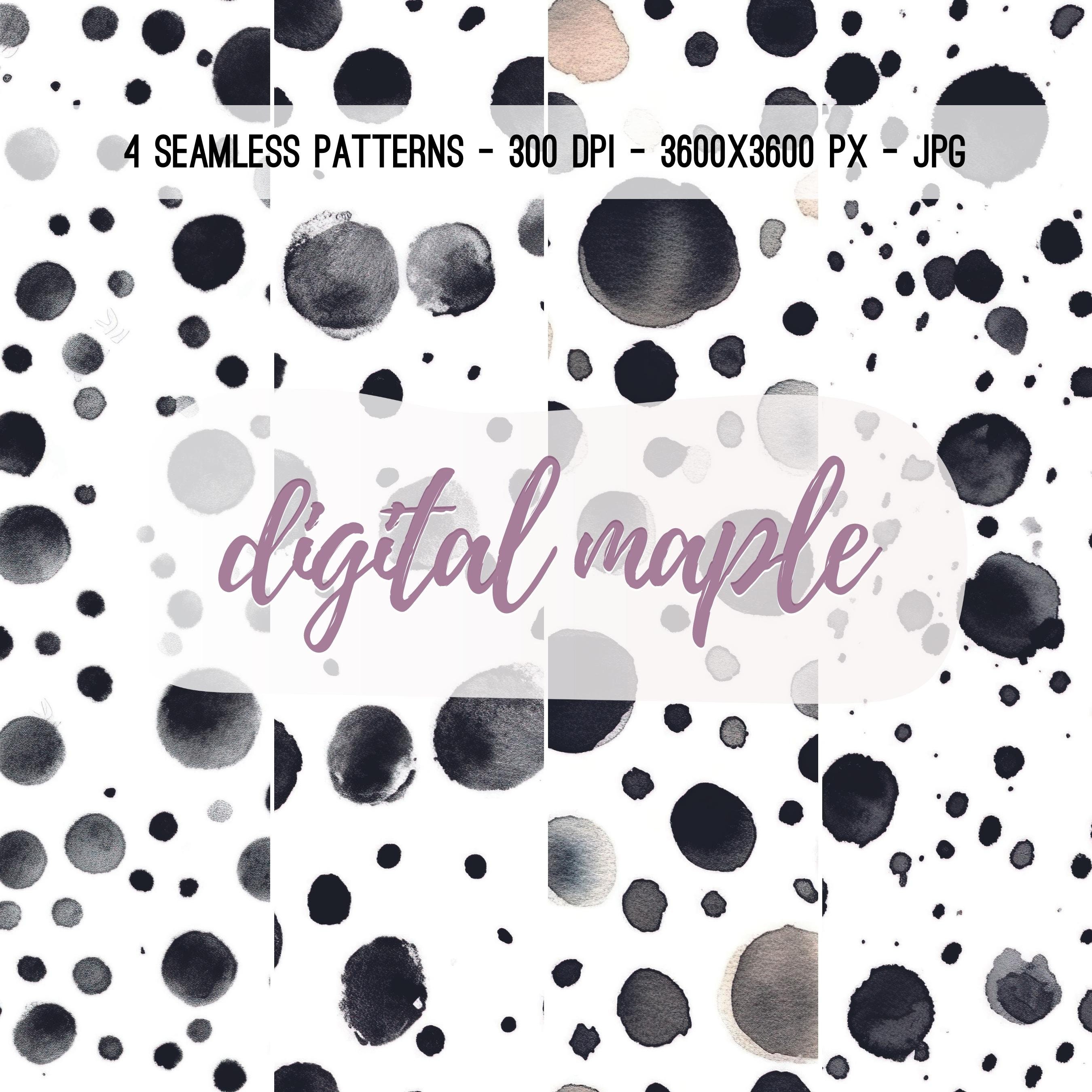 Black Watercolor Polka Dots Seamless Pattern, Seamless File, Repeat ...