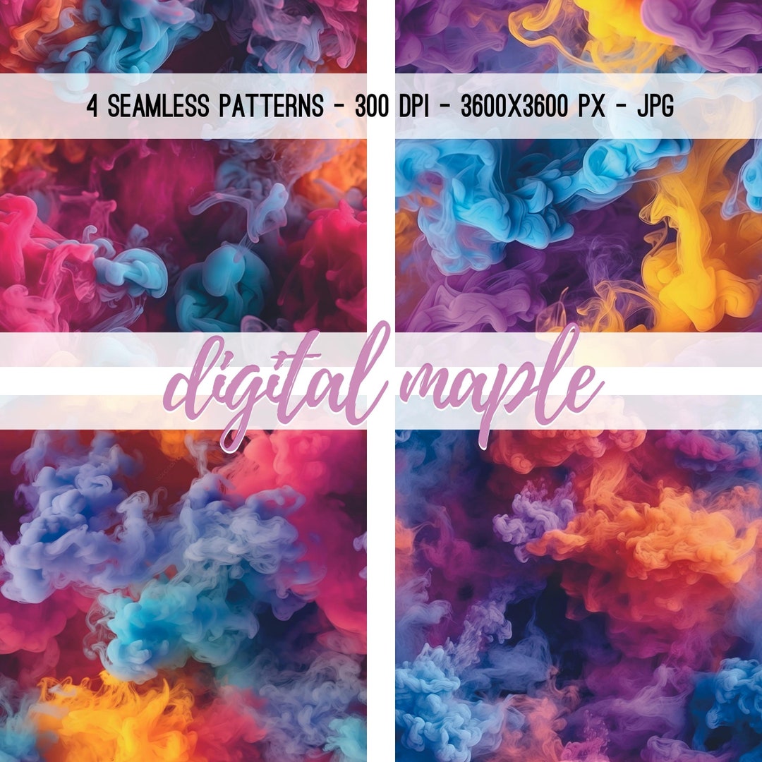 Vibrant Smoke Seamless Pattern, Realistic Smoke Seamless File, Repeat ...