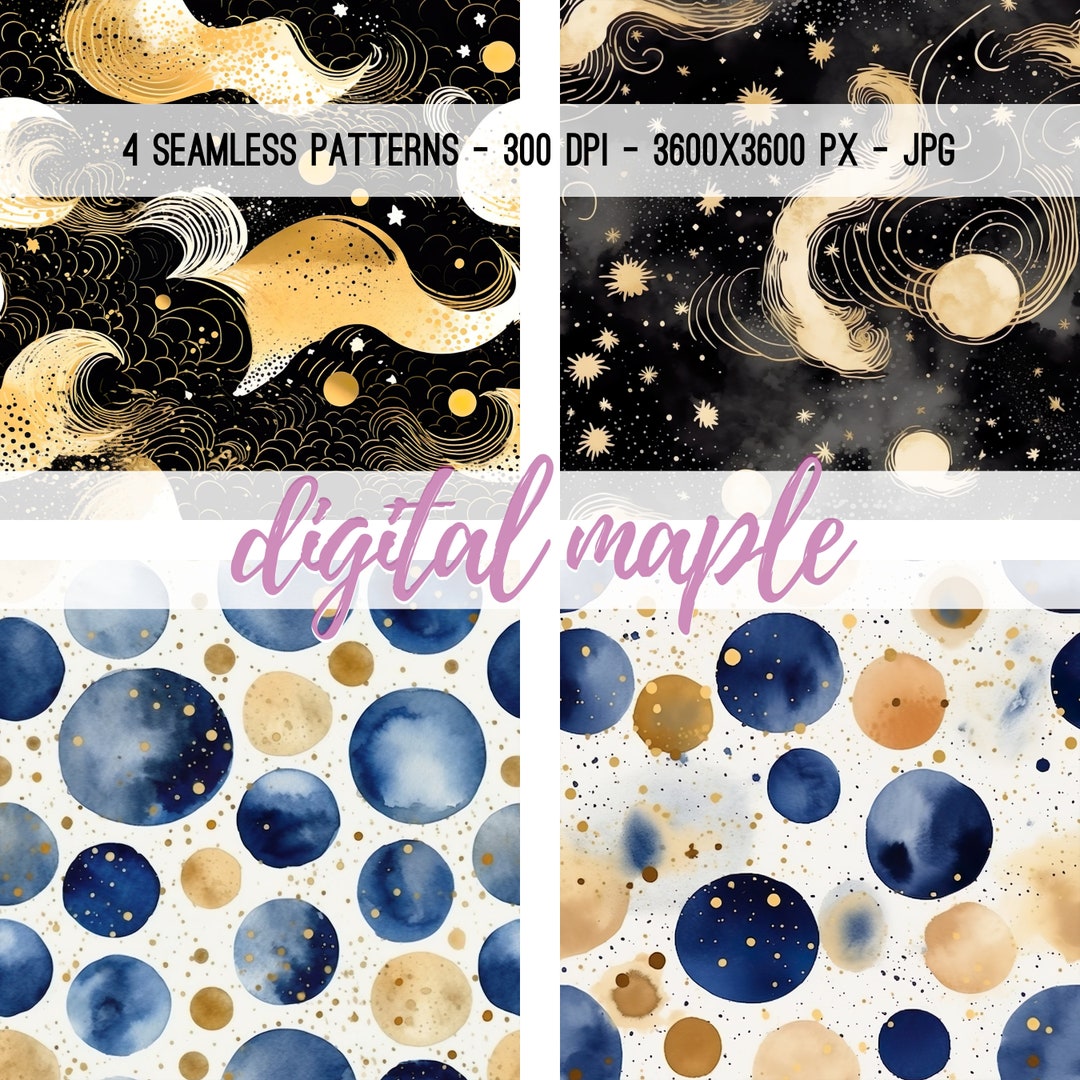 Seamless Planets, Moon and Galaxy Pattern for Scrapbooking and ...