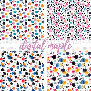 Colorful Watercolor Polka Dots Seamless Pattern, Seamless File, Repeat ...