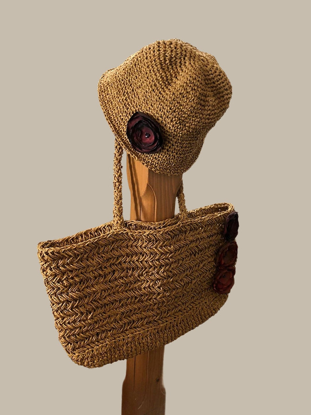 Stunning Paper Crochet Shoulder Bag and Hat Set - Etsy