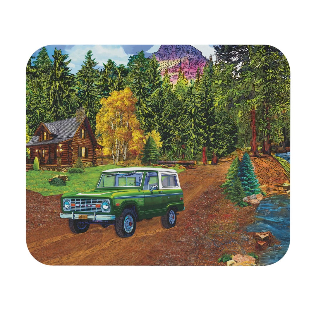 Green 1972 Ford Bronco Rectangle Mouse Pad, Vintage Car Desk Mat ...