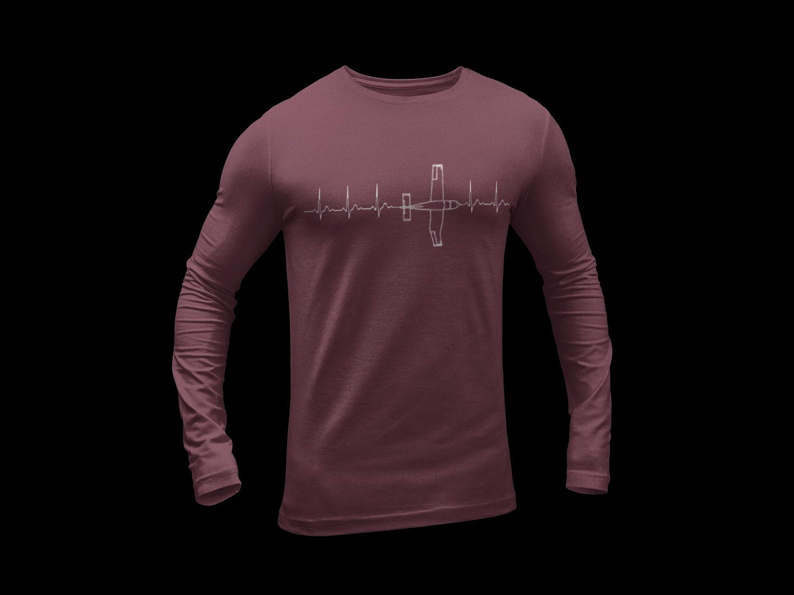 Aviation EKG Long Sleeve Tee, Pilot Gift, Airplane Lover Shirt ...