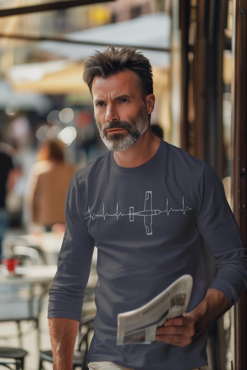 Aviation EKG Long Sleeve Tee, Pilot Gift, Airplane Lover Shirt ...