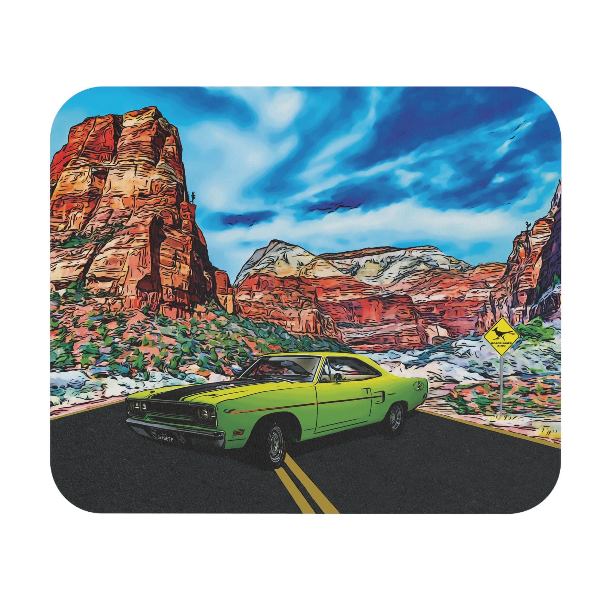 Vintage Green Plymouth Road Runner Classic Car Artwork Mouse Pad ...