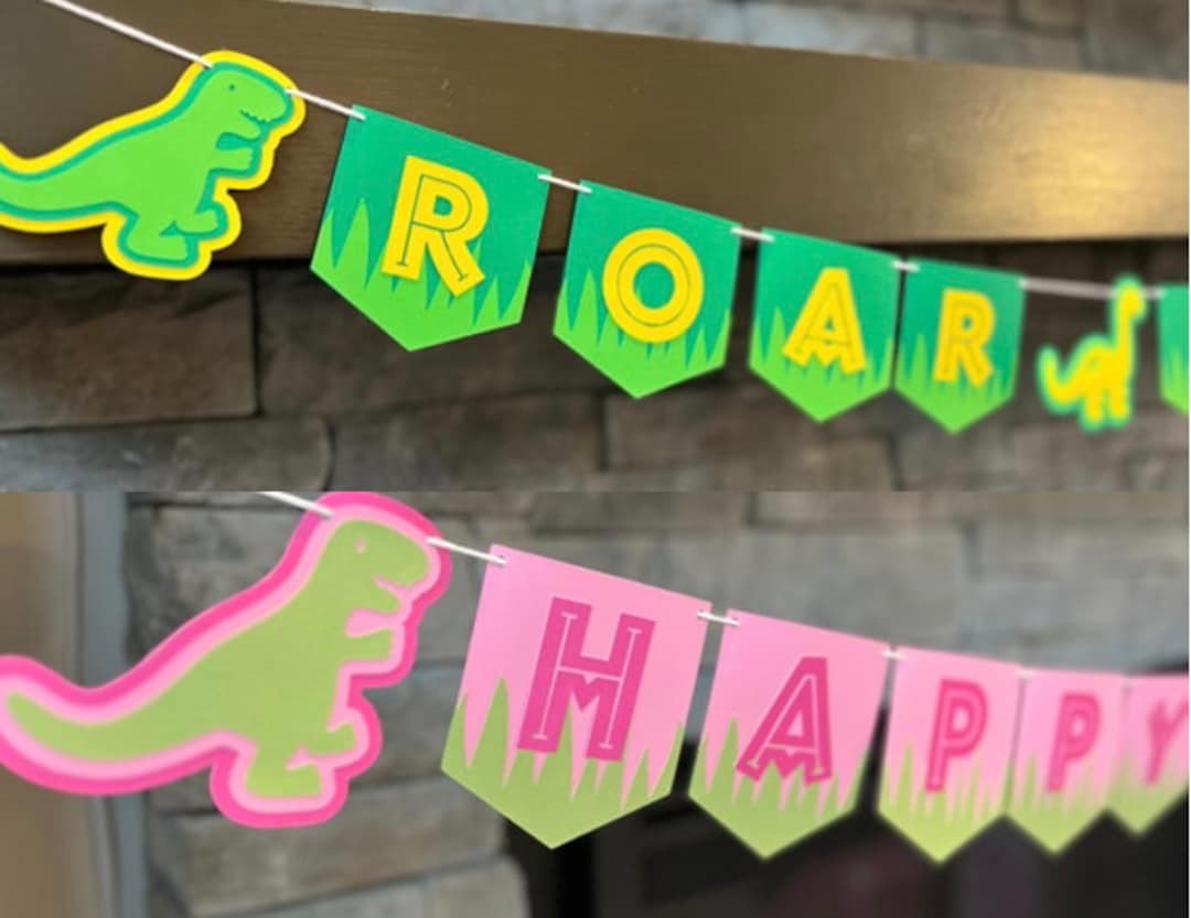 Dinosaur Themed Birthday Banner, Roar I'm Four - Etsy