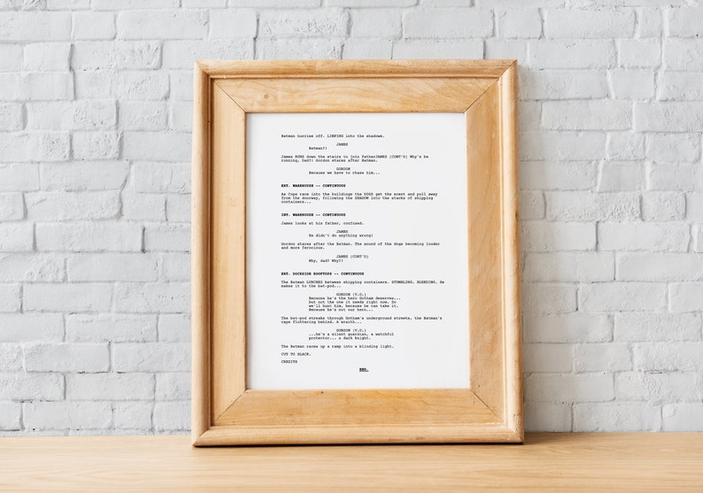 The Dark Knight Screenplay | Final Scene | Wall Art | Digital Print ...