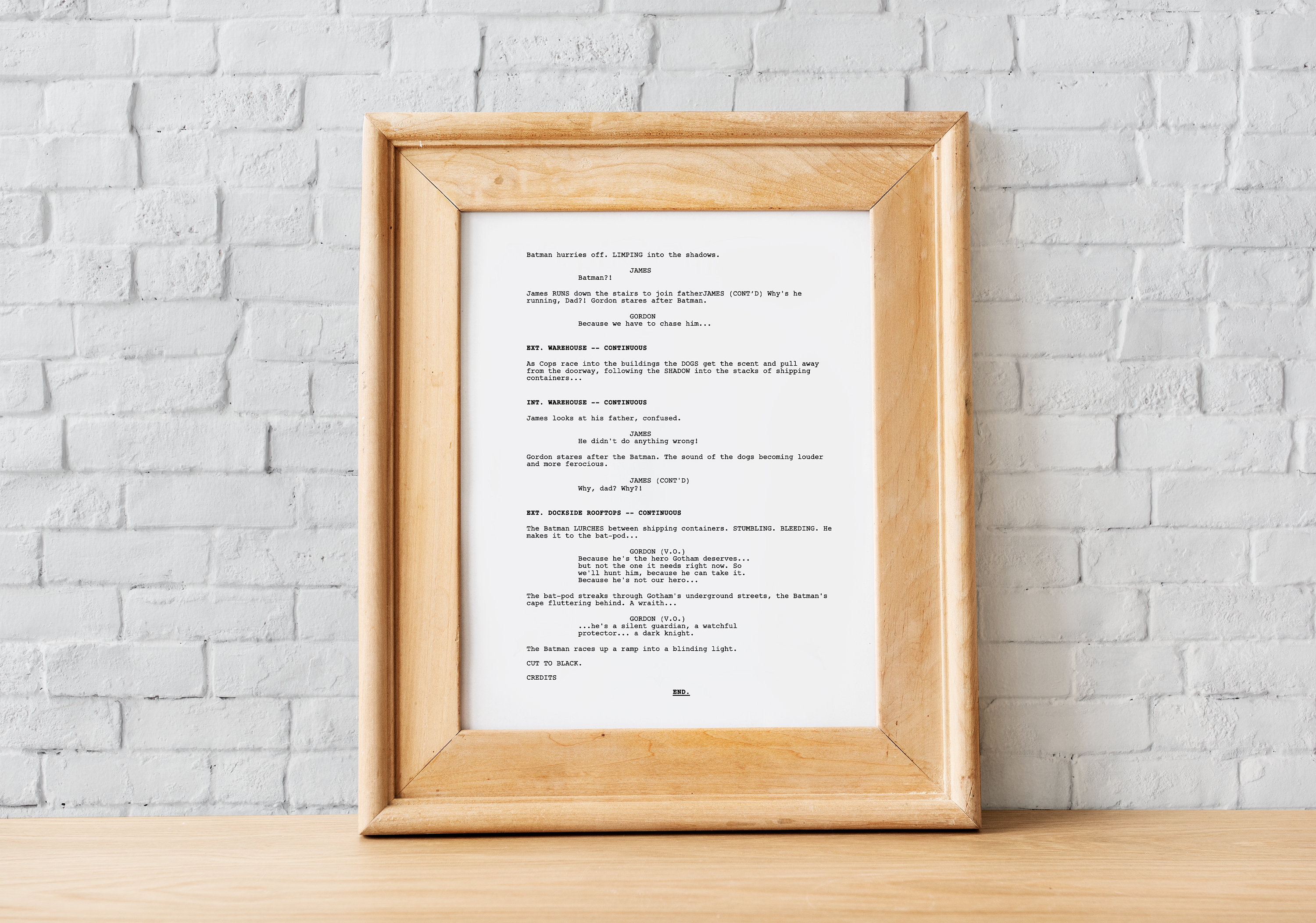 The Dark Knight Screenplay Final Scene Wall Art Digital - Etsy