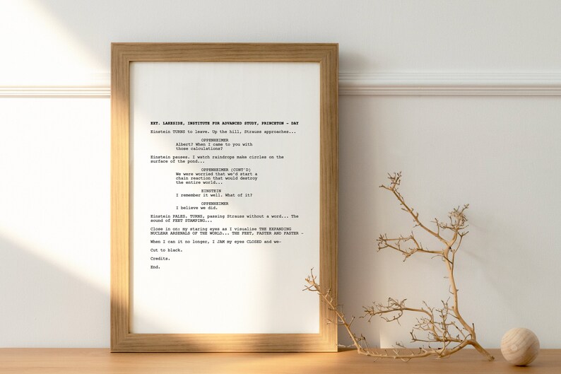 Oppenheimer Screenplay Final Scene Wall Art Digital Print Movie Script Oppenheimer Screenplay Final Scene Wall Art Digital Print Movie Script
