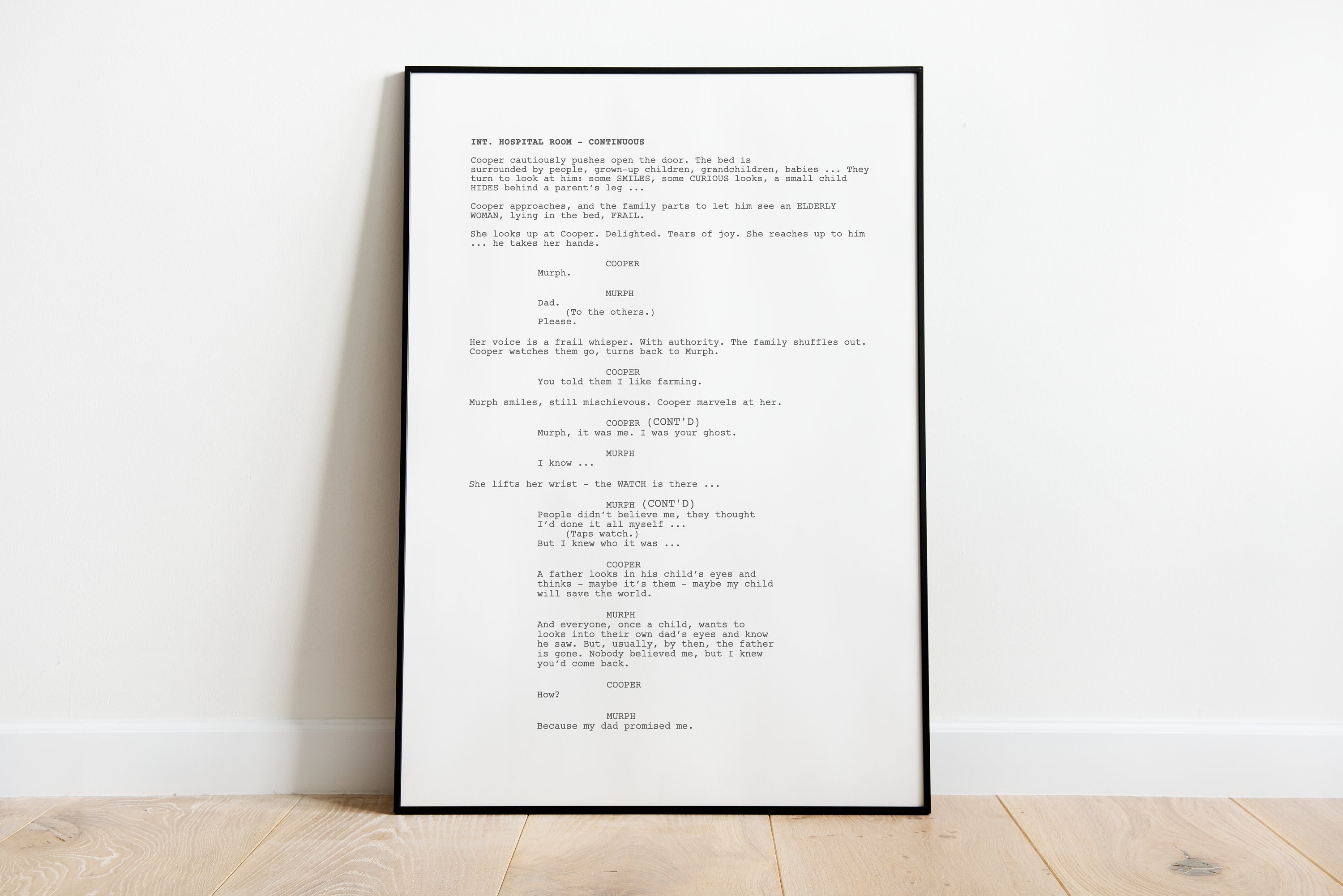 Interstellar Screenplay Final Scene Wall Art Digital Print Movie Script ...