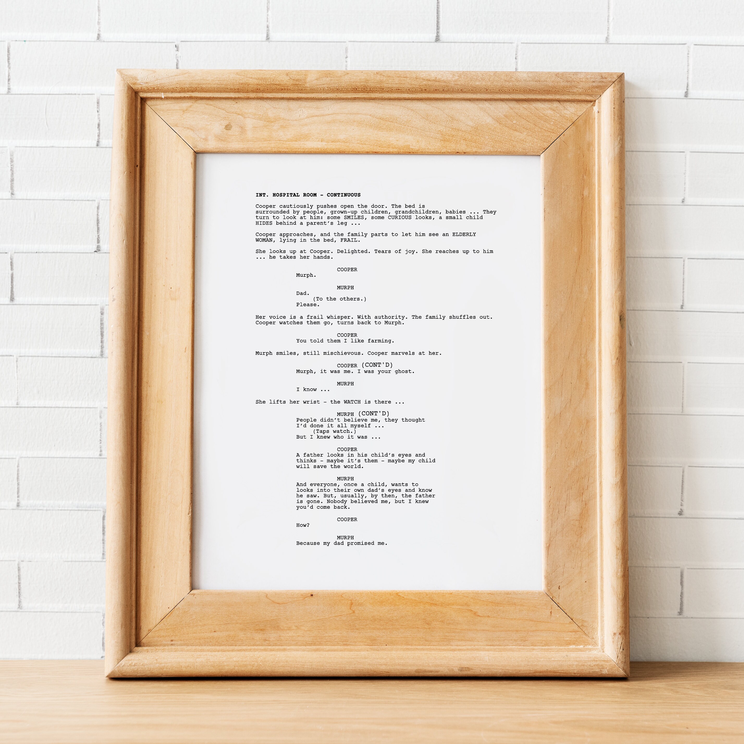 Interstellar Screenplay Final Scene Wall Art Digital Print Movie Script ...