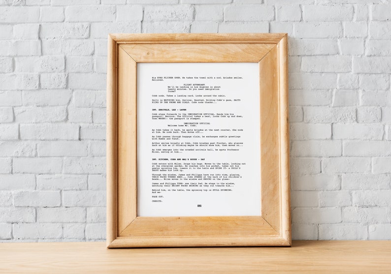 Inception Screenplay | Final Scene | Wall Art | Digital Print | Movie ...