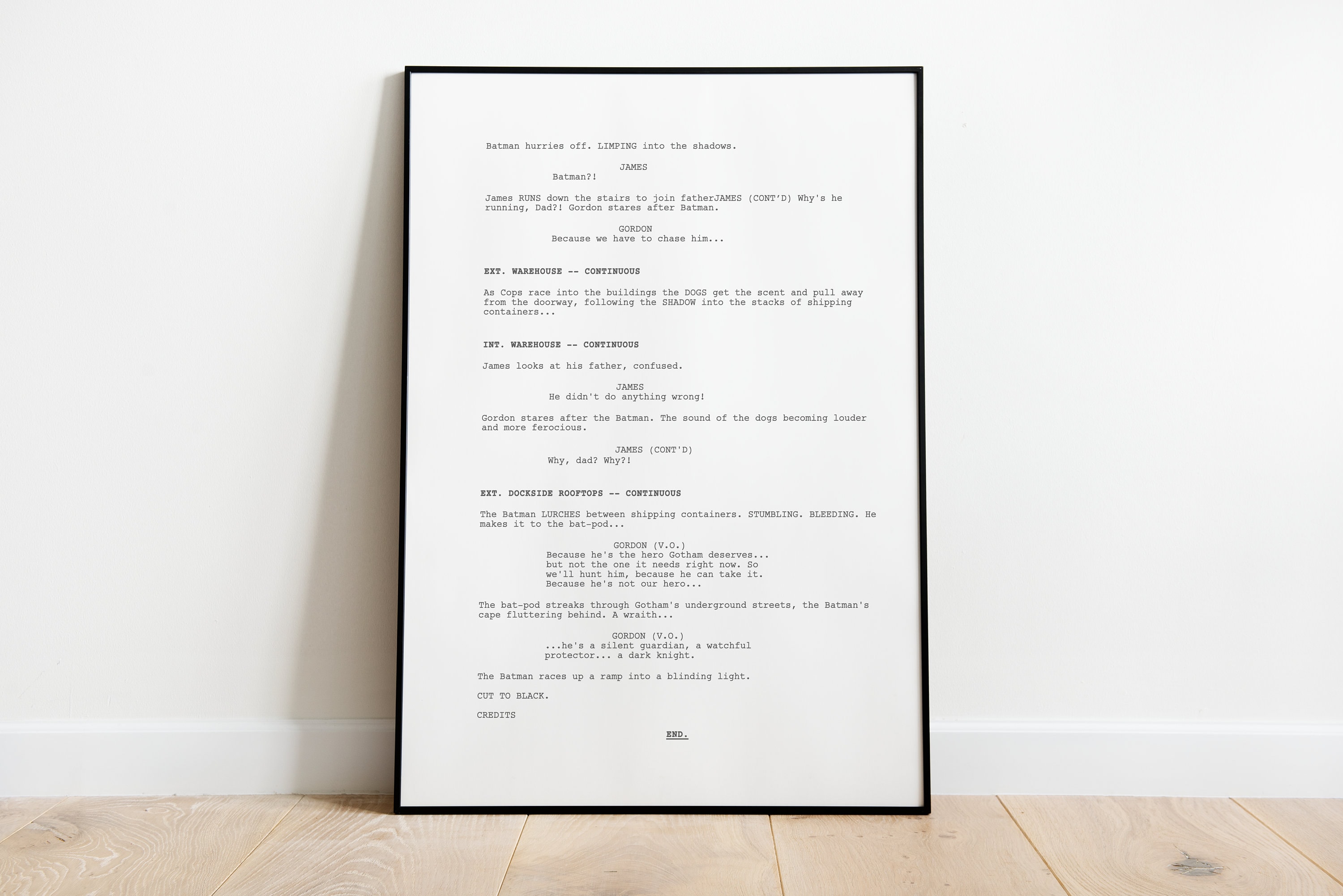 The Dark Knight Screenplay Final Scene Wall Art Digital Print Movie ...