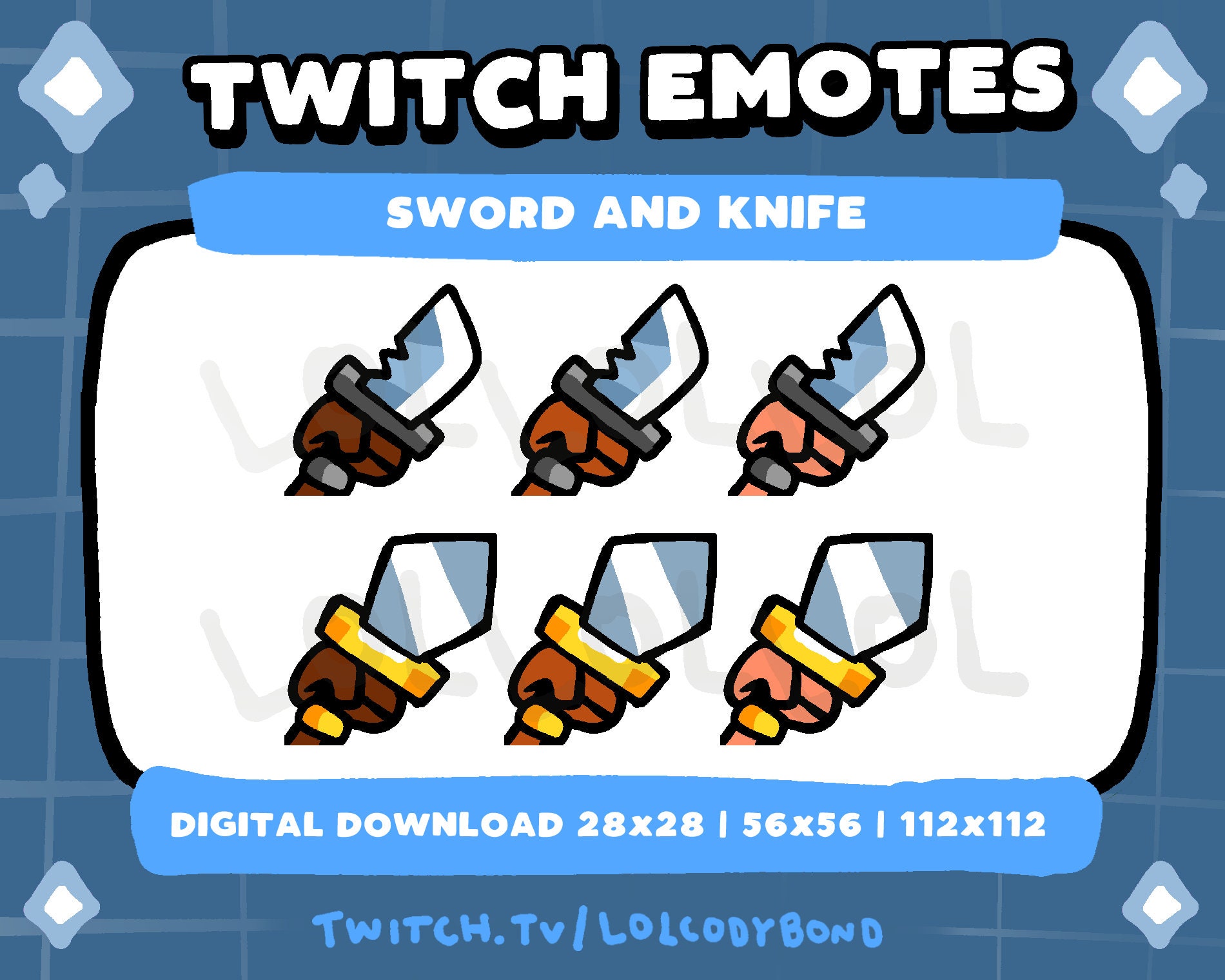 Sword and Knife Doodle Emotes for Twitch Streamers, Discord, Youtube ...