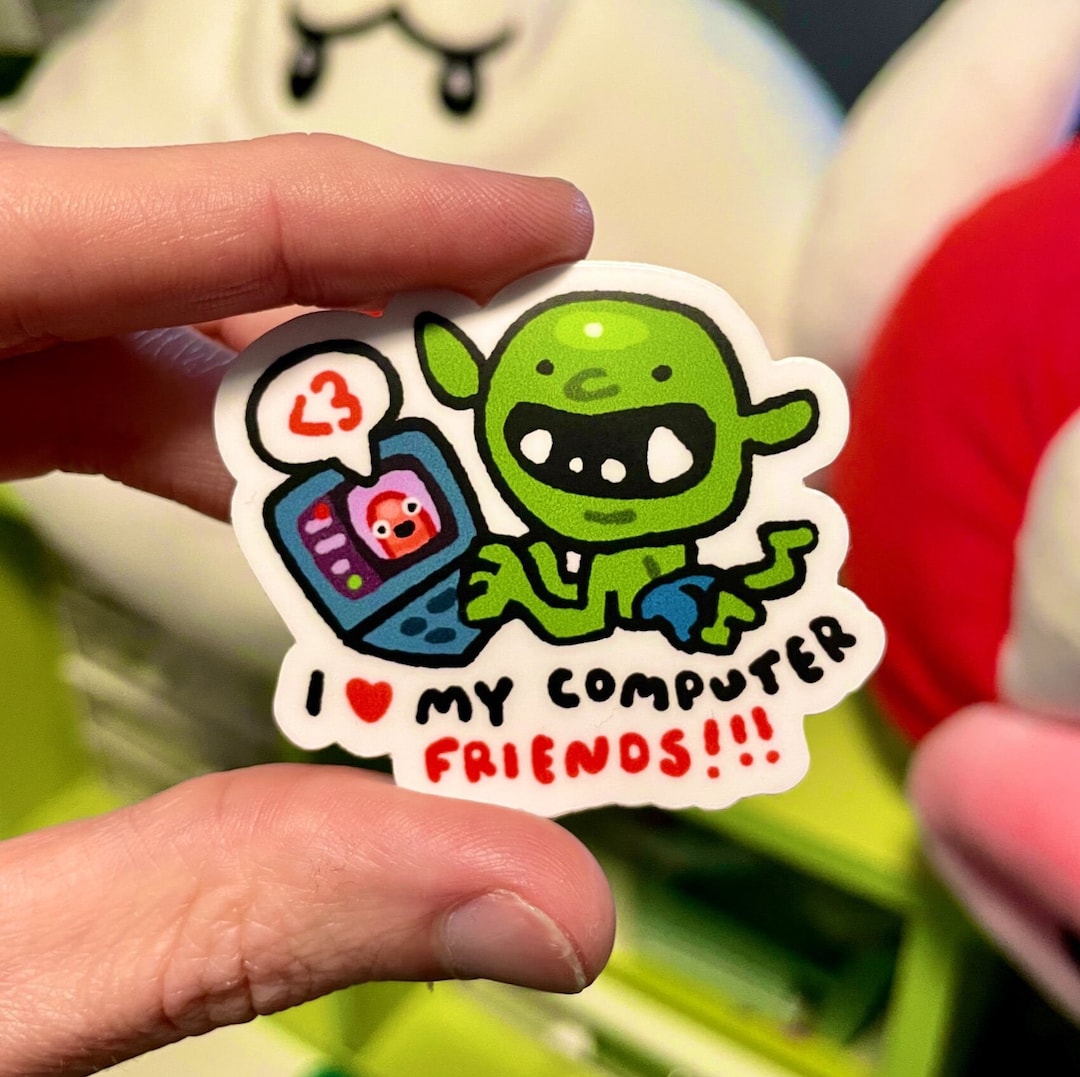 I Love My Computer Friends Goblin Doodle Friendshipsticker - Etsy