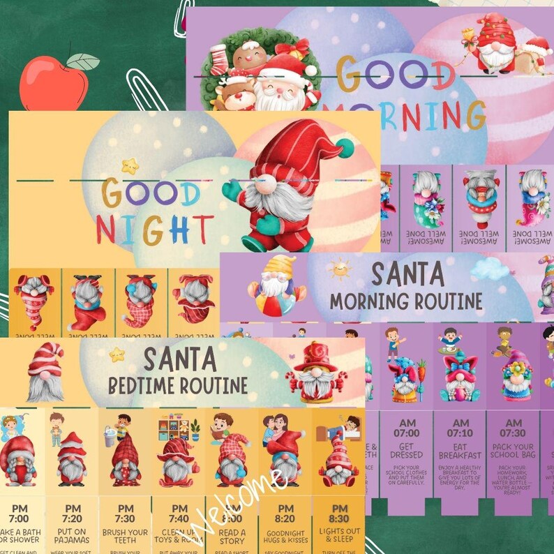 Stay Organized With Santa's Morning and Bedtime Routine Chart ...