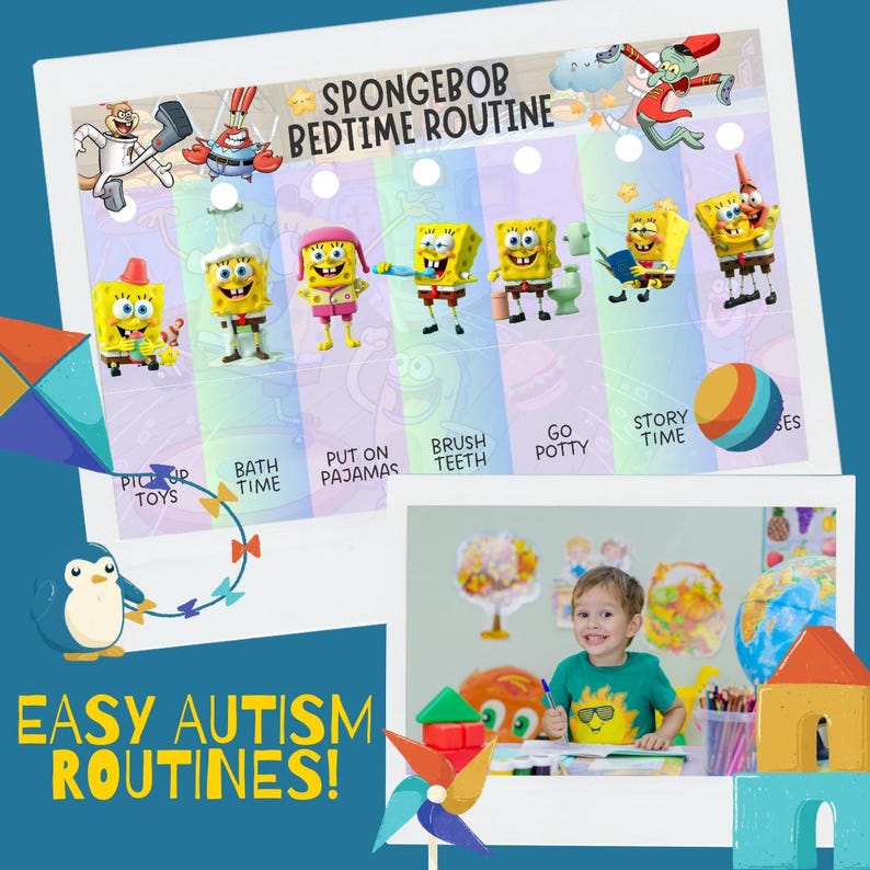 Lista de actividades para el autismo inspirada en Bob Esponja: rutinas ...