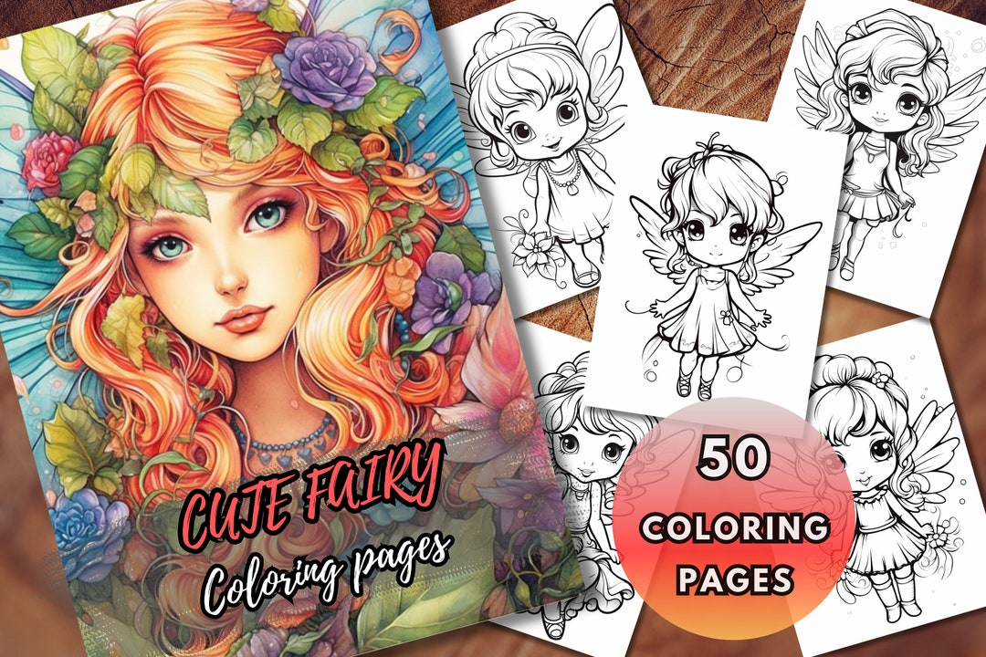 Cute Fairy Girls Coloring Pages to Print - Etsy